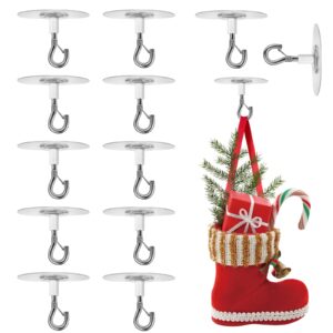 accencyc 12 pcs no hole adhesive ceiling hooks no drill ceiling hanging hook for hanging light plants lanterns wind chime hanger sticky eye hooks for baby mobile curtain