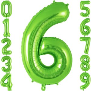 green number 6 balloon 40 inch, big large foil helium number balloons, jumbo giant mylar number 6 balloons for 6 year old birthday party decorations supplies anniversary celebration