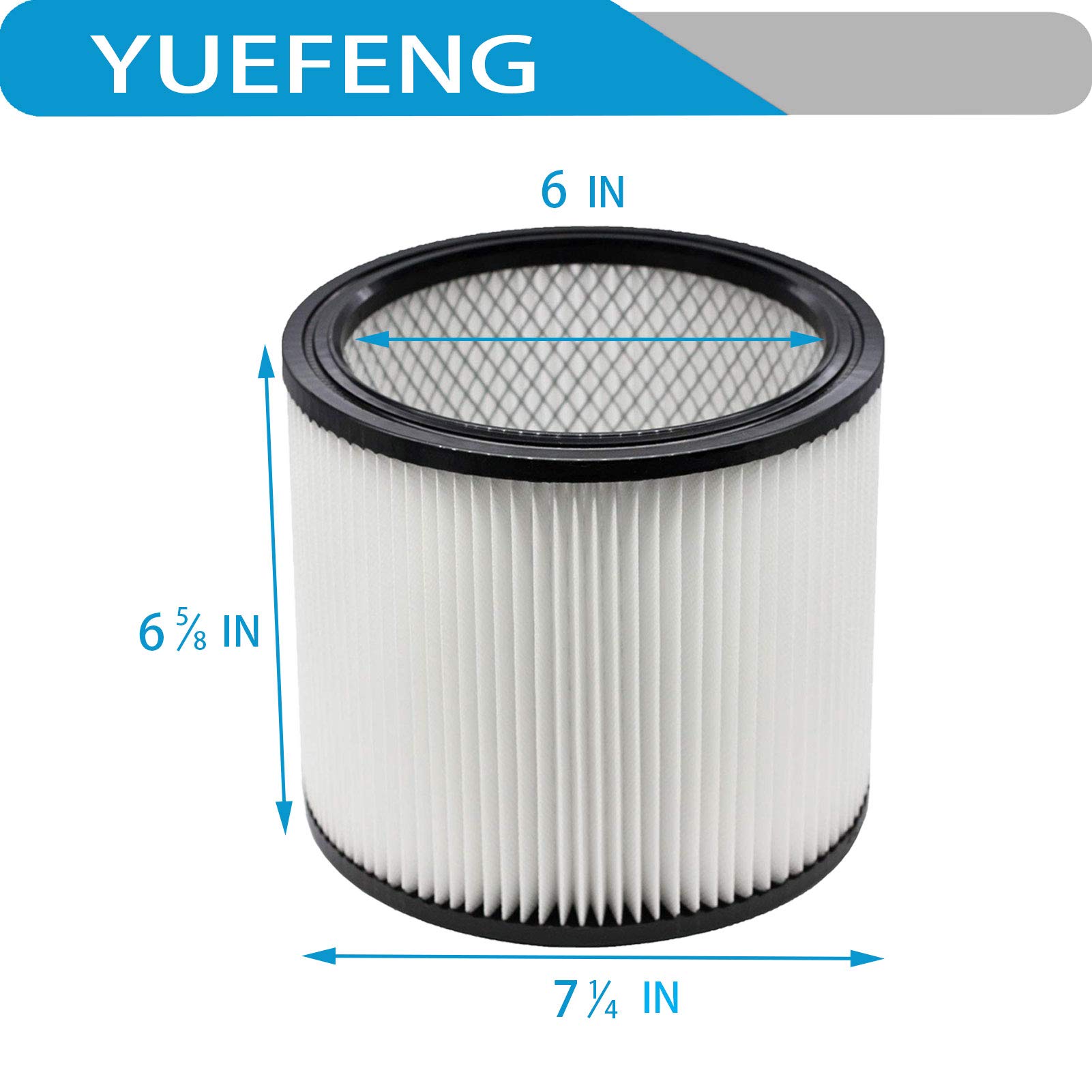 YUEFENG Filter Compatible with Shop-Vac 90350 90304 90333 Replacement fits most Wet/Dry Vacuum Cleaners 5 Gallon and above (2+2+4)