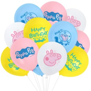 treasures gifted peppa pig balloon - 12 pack - 12in latex peppa pig party balloons - peppa pig party decorations - officially licensed peppa pig birthday party supplies - peppa pig balloons