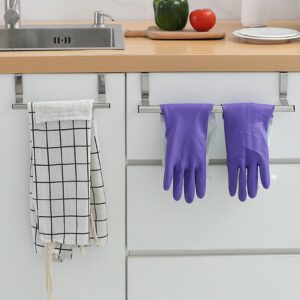 Stainless Steel Over-Cabinet Door Towel Holder (Pack of 2) - Kitchen and Bathroom Towel Rail Towel bar, Perfect for Hand or Tea Towels