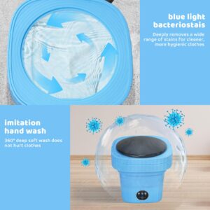 Twira 6.5L Portable Washing Machine, Foldable Small Washer, Mini Washing Machine with 3 Modes with Blue Light, Compact Laundry Machine for Apartment, RV, Dormitory, Travel (Blue)