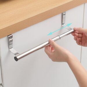 Stainless Steel Over-Cabinet Door Towel Holder (Pack of 2) - Kitchen and Bathroom Towel Rail Towel bar, Perfect for Hand or Tea Towels