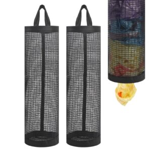 2pack plastic bag holder, grocery bag holder for plastic bags mesh hanging storage dispenser trash bag organizer shopping bag holder for plastic bags