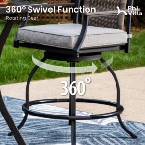 PHI VILLA Outdoor Swivel Counter Height Stool Set of 6, High Patio Bar Chairs(24" Seat Height) with Cushion,Rattan Backrest and 360 Degree Swivel,Patio High Dining Set for Lawn,Swimming Pool,Home