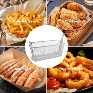 EASYROSE 4Pcs Deep Fry Basket Commercial Deep Fryer Basket with Non-slip Handle, 13 1/4" x 6 1/2" x 6" Stainless Steel French Fries Basket for Restaurant Kitchen