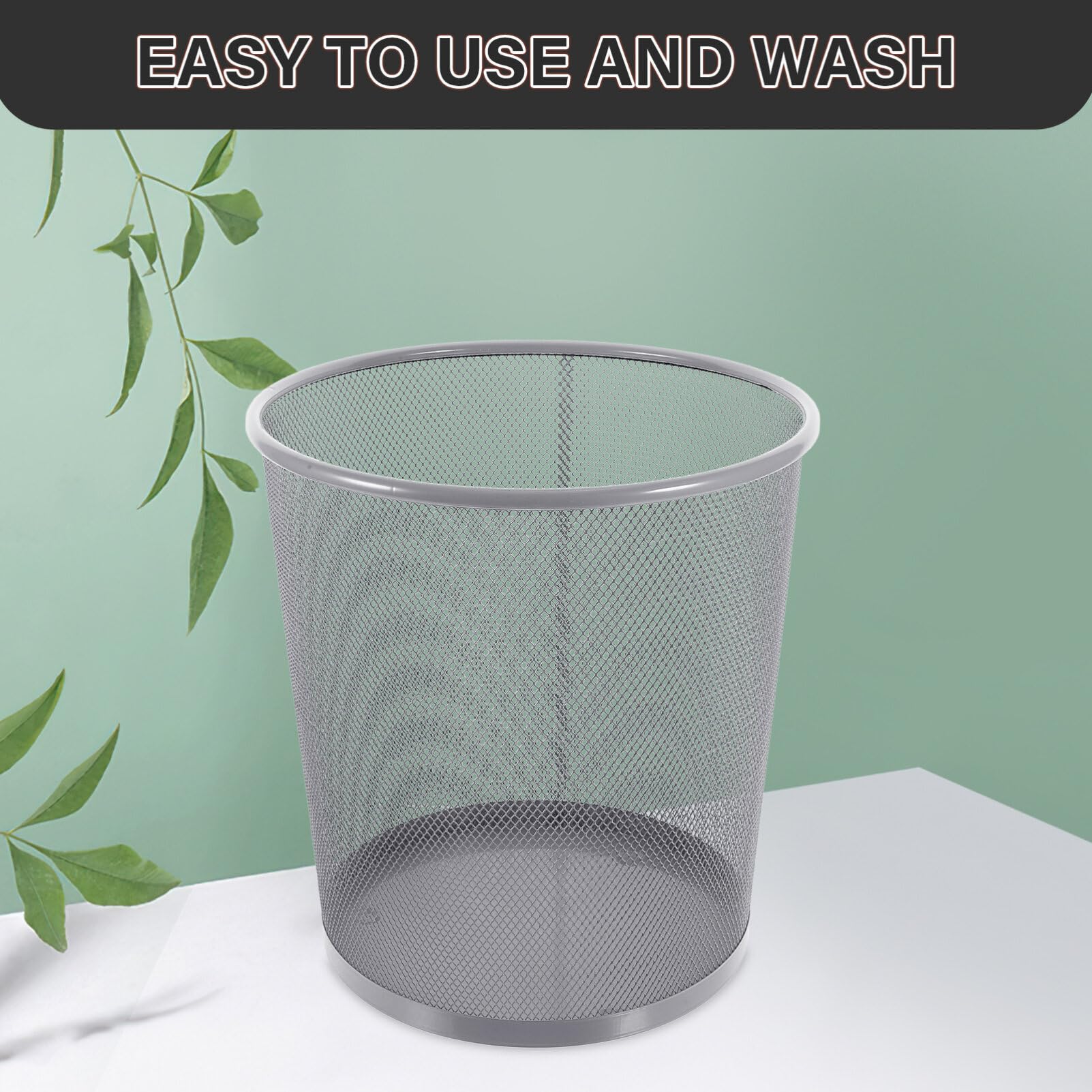 MAGICLULU Trashcan Circular Mesh Waste Paper Bin Round Trash Can Open Top Wastebasket Recycling Bins Garbage Can Waste Basket for Home Office Workspace Silver Metal Mesh Wastebasket