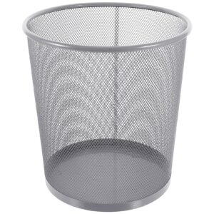 magiclulu trashcan circular mesh waste paper bin round trash can open top wastebasket recycling bins garbage can waste basket for home office workspace silver metal mesh wastebasket