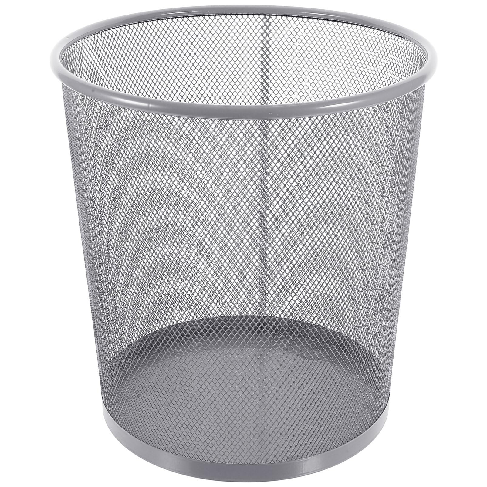 MAGICLULU Trashcan Circular Mesh Waste Paper Bin Round Trash Can Open Top Wastebasket Recycling Bins Garbage Can Waste Basket for Home Office Workspace Silver Metal Mesh Wastebasket