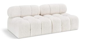 meridian furniture 611cream-s68b ames collection modern | contemporary modular sofa with rich cream boucle fabric, modular to create infinite configurations, 68" w x 34" d x 28" h, cream