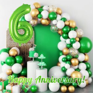 Green Number 6 Balloon 40 Inch, Big Large Foil Helium Number Balloons, Jumbo Giant Mylar Number 6 Balloons for 6 Year Old Birthday Party Decorations Supplies Anniversary Celebration