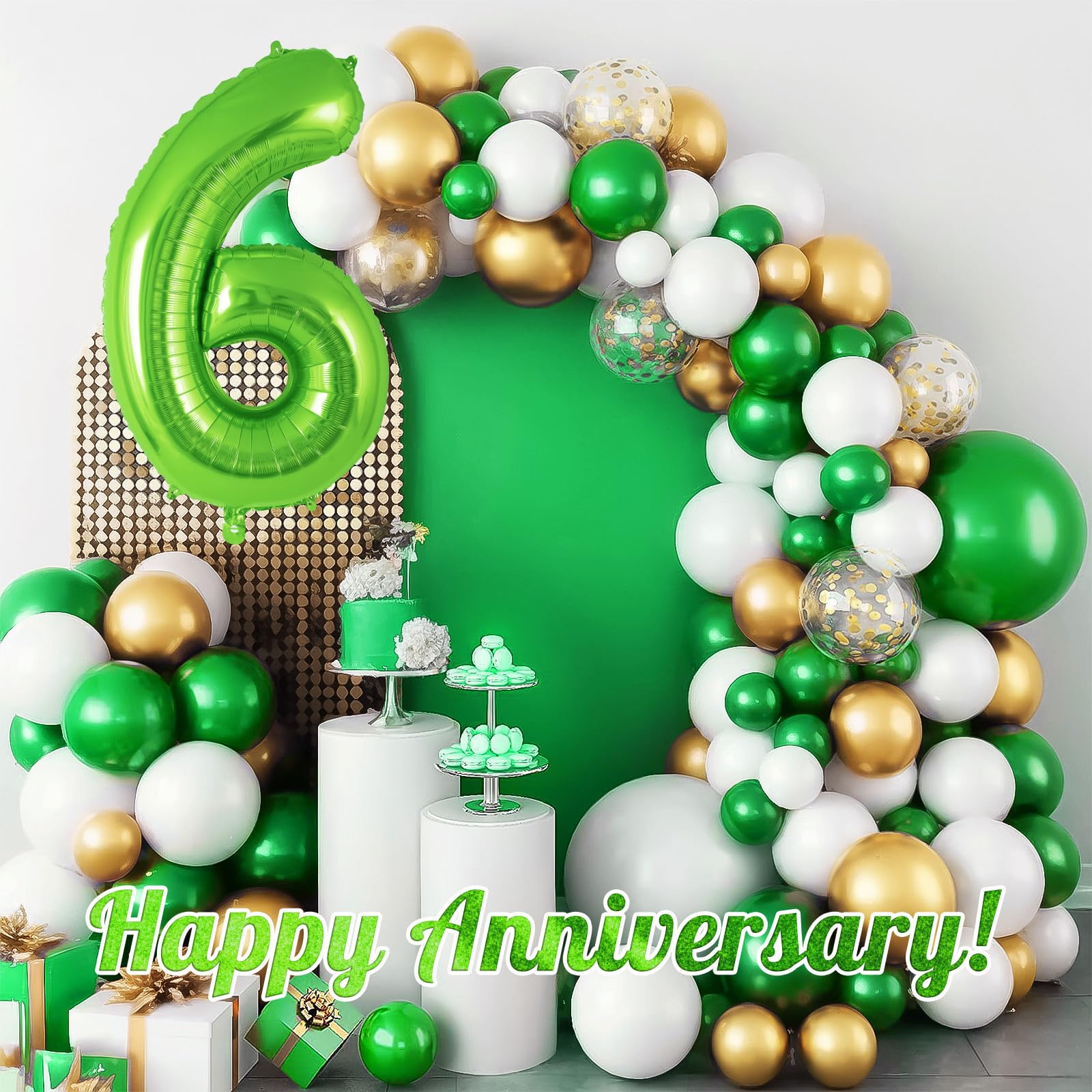 Green Number 6 Balloon 40 Inch, Big Large Foil Helium Number Balloons, Jumbo Giant Mylar Number 6 Balloons for 6 Year Old Birthday Party Decorations Supplies Anniversary Celebration