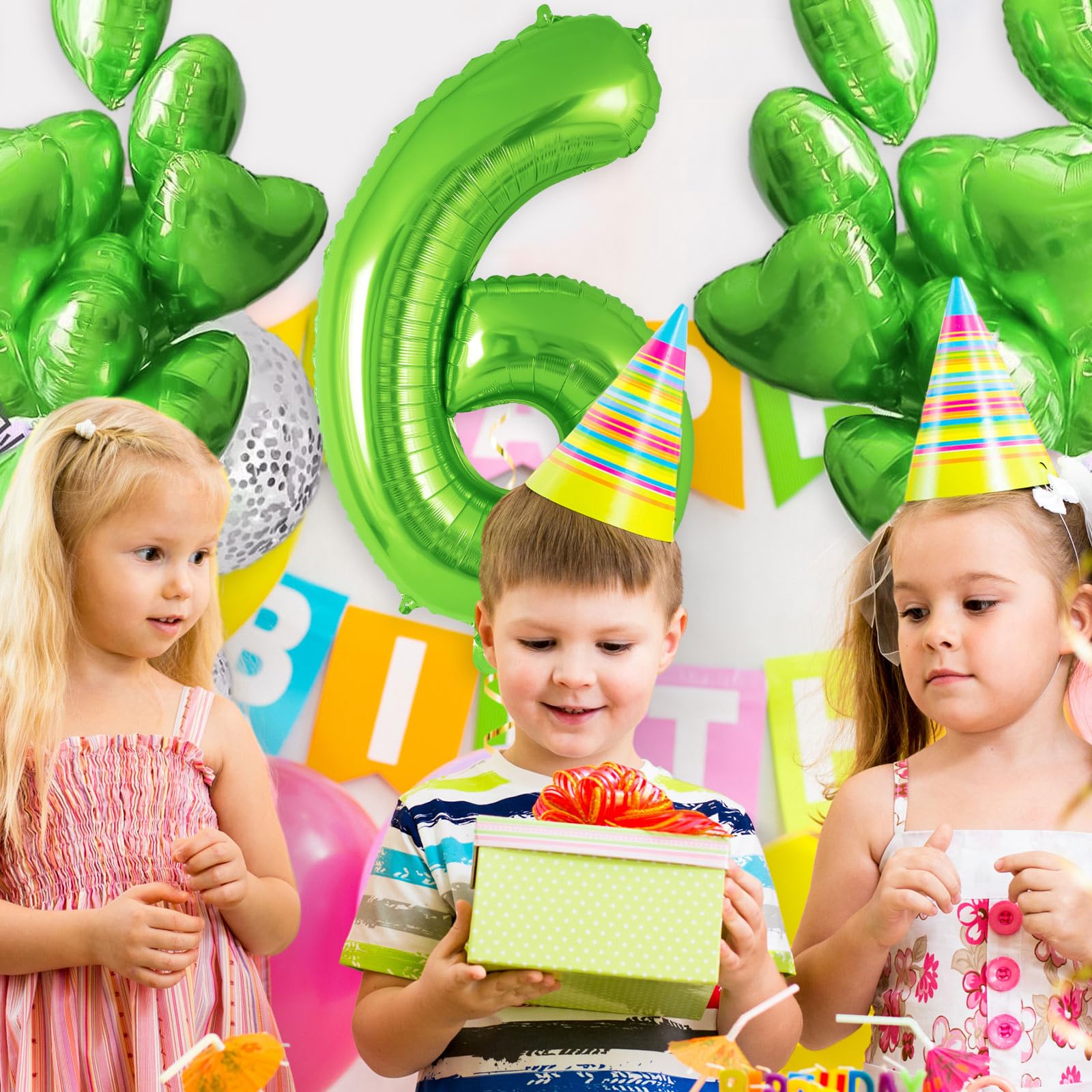 Green Number 6 Balloon 40 Inch, Big Large Foil Helium Number Balloons, Jumbo Giant Mylar Number 6 Balloons for 6 Year Old Birthday Party Decorations Supplies Anniversary Celebration