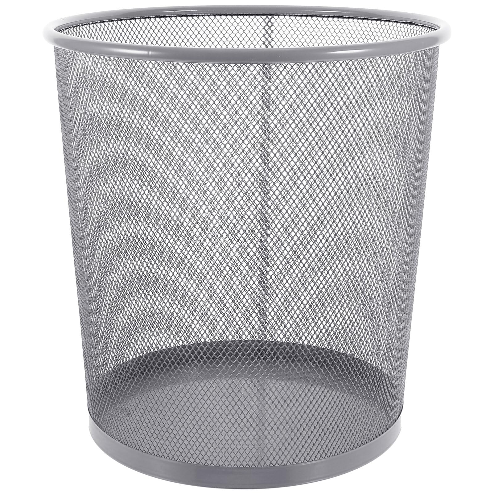 MAGICLULU Trashcan Circular Mesh Waste Paper Bin Round Trash Can Open Top Wastebasket Recycling Bins Garbage Can Waste Basket for Home Office Workspace Silver Metal Mesh Wastebasket