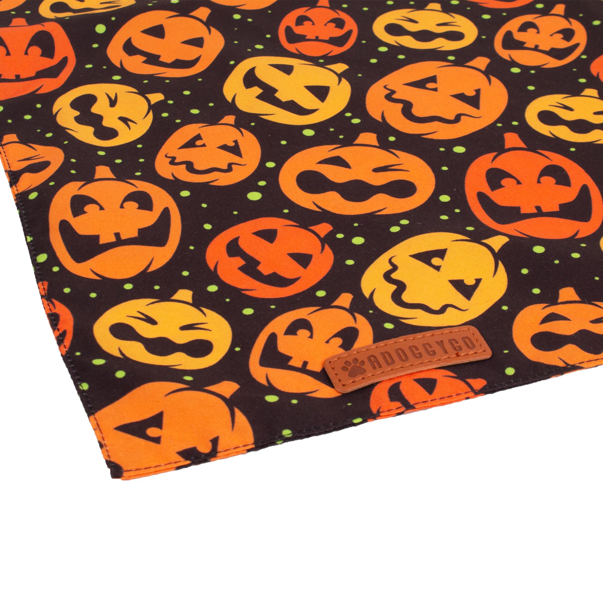 ADOGGYGO Halloween Dog Bandana, Halloween Pumpkin Bat Dog Scarf, Premium Durable Fabric, Adjustable Fit Dog Halloween Bandanas for Medium Large Dogs Pets (Large, Halloween)