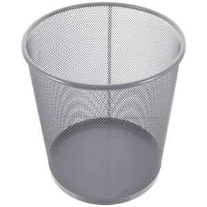 MAGICLULU Trashcan Circular Mesh Waste Paper Bin Round Trash Can Open Top Wastebasket Recycling Bins Garbage Can Waste Basket for Home Office Workspace Silver Metal Mesh Wastebasket