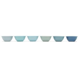 Stacking Pinch Bowl Set for Food Prep, 6 Pack by Home Basics | Ombre Blue Colors | Thick Outer Rim | Space-Saving | Durable Lightweight Plastic | 8 oz Capacity