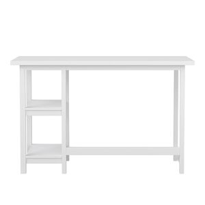 Martha Stewart Beckett Modern Trestle Desk with Open Side Shelving in White Wood Grain Finish