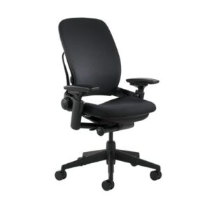 steelcase leap v2 chair black fully adjustable with seat depth,tilt and tension contorl,4 way adjustable arms remanufactured renewed