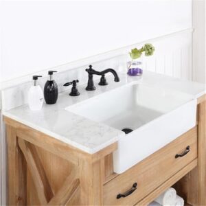 VINNOVA Villareal 36" Single Bath Vanity in Weathered Pine Wood & White Farmhouse Basin