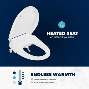 Niagara Hydrotech Electric Bidet Seat – Elongated Bidet Toilet Seat with Adjustable Water Temperature, Heated Seat, Adjustable Nozzle Position, Front & Rear Wash, Warm Air Dryer, Nightlight, Remote