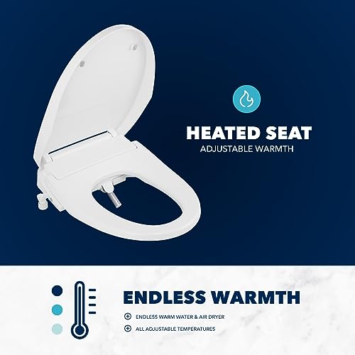 Niagara Hydrotech Electric Bidet Seat – Elongated Bidet Toilet Seat with Adjustable Water Temperature, Heated Seat, Adjustable Nozzle Position, Front & Rear Wash, Warm Air Dryer, Nightlight, Remote