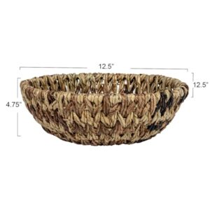 Bloomingville Small Woven Buri and Banana Fiber Organizer Decor for Storage, Natural and Brown Basket