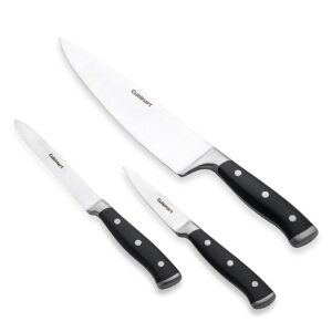 Cuisinart Classic Forged High-Carbon Stainless Steel full-tang Triple Rivet Knife Set With Black Blade Cover/Shealths (3-Piece)