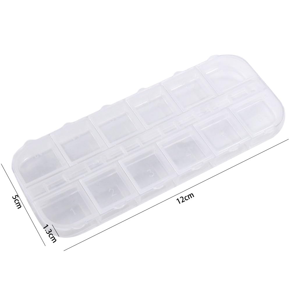 Pokinge 12 Grid Clear Plastic Jewelry Box Organizer 5Pcs Clear Bead Storage Box for Jewelry, Nails, Art DIY, Craft Storage, Glitters Collection