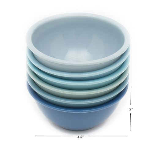 Stacking Pinch Bowl Set for Food Prep, 6 Pack by Home Basics | Ombre Blue Colors | Thick Outer Rim | Space-Saving | Durable Lightweight Plastic | 8 oz Capacity