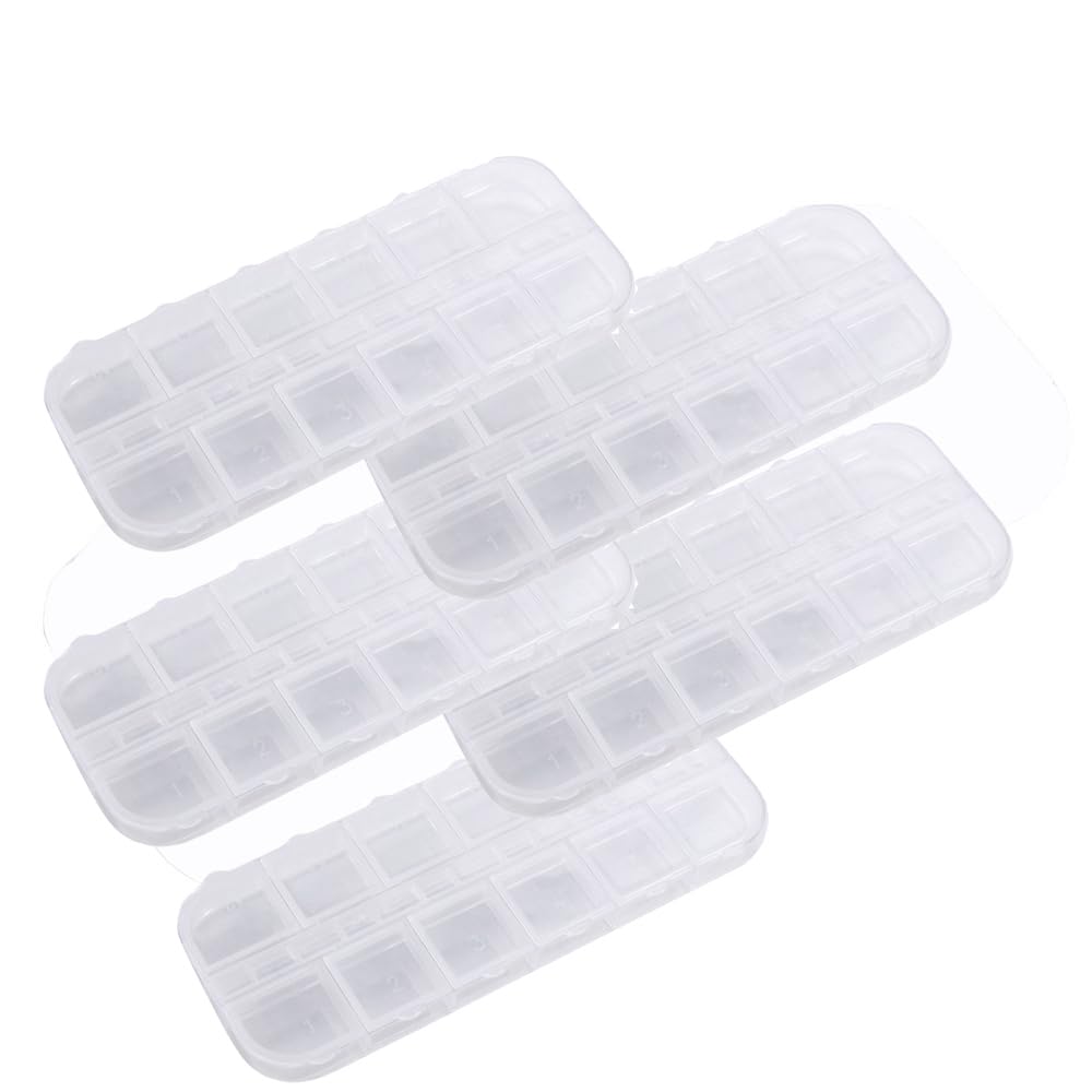 Pokinge 12 Grid Clear Plastic Jewelry Box Organizer 5Pcs Clear Bead Storage Box for Jewelry, Nails, Art DIY, Craft Storage, Glitters Collection