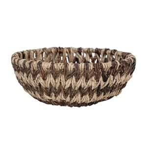 Bloomingville Small Woven Buri and Banana Fiber Organizer Decor for Storage, Natural and Brown Basket