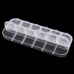 Pokinge 12 Grid Clear Plastic Jewelry Box Organizer 5Pcs Clear Bead Storage Box for Jewelry, Nails, Art DIY, Craft Storage, Glitters Collection