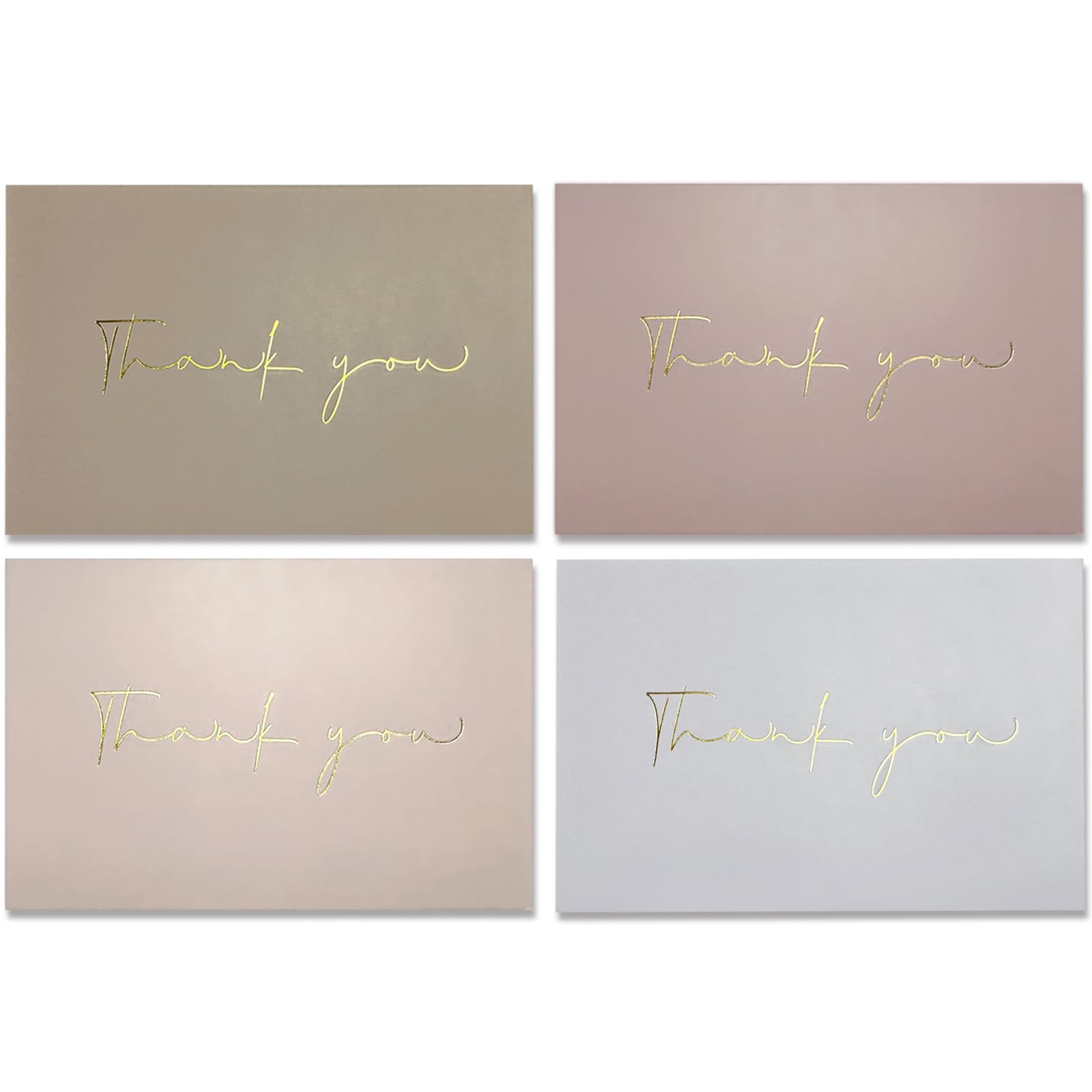 Obbyidk 40 Gold Foiled Thank You Cards with Envelopes, Thank You Card Assortments, Suitable for Baby Shower, Bridal Shower, Weddings, Engagement, Graduation, Business, Birthday Party