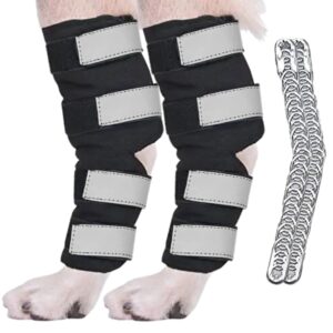 agon dog hock brace supportive pair hock joint brace with metal strings and reflective wraps compression straps canine back leg protects wounds. heals injuries sprains loss stability by arthritis