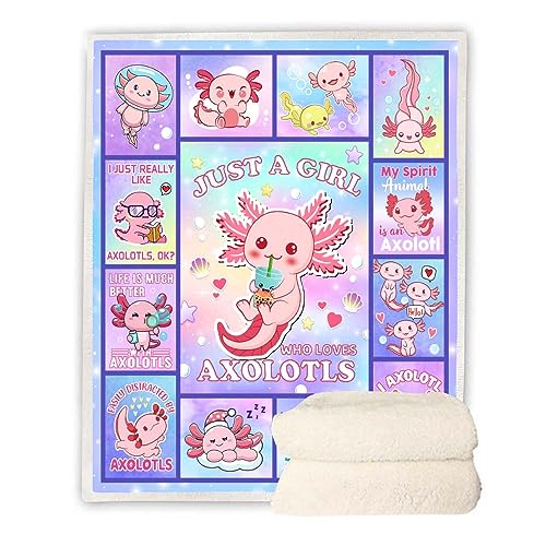 peakman Axolotl Blanket,Axolotl Gifts for Girls Throw Blanket,Gifts for Axolotl Lovers Blanket,Axolotl Lover Gifts for Girls,Warm Soft Cozy Plush Axolotl Blanket for Bed Couch 50"x 60"