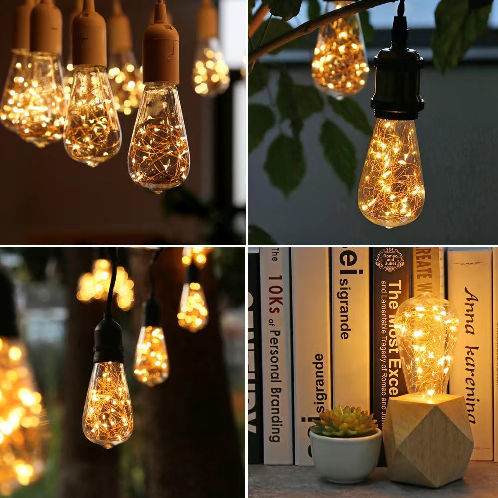 Led Fairy bulbs, String light bulbs.ST19 Starlight Decorative Bulbs Replacement Incandescent lamp for Patio, Garden,Batheroom,Bedroom,Warm White 2200K,70LM,E26 Base,120V/AC,Not solar energy(4PACK)