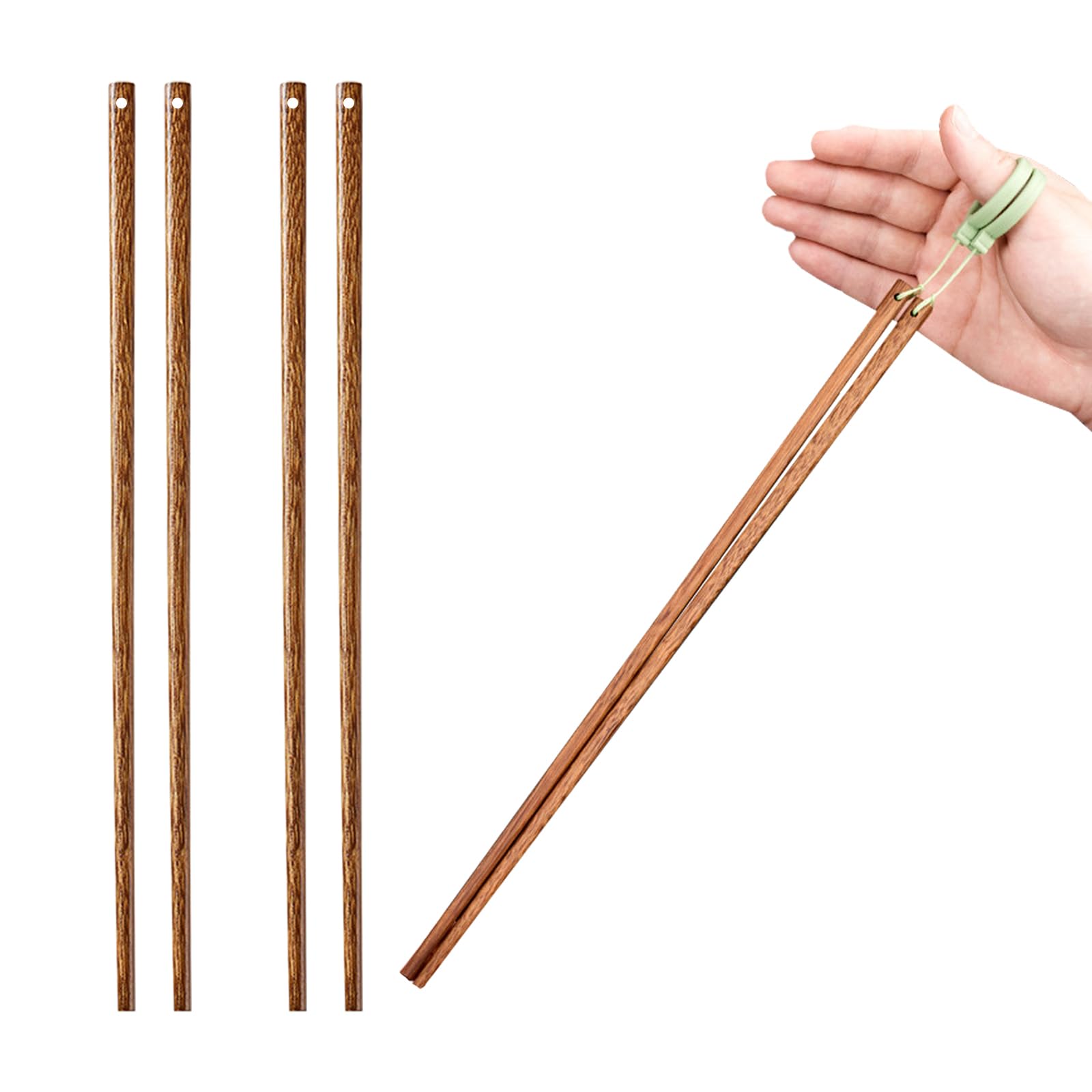 32cm/12.6inch Cooking Extended Wooden Chopsticks Reusable, 2 Pairs Chop Sticks for Kitchen Noodles Frying Hotpot with Lanyard, Japanese Chinese Extra Long Anti-Slip Chopsticks