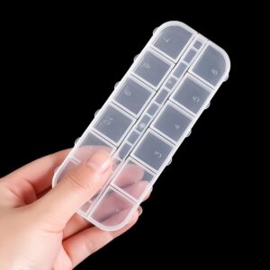 Pokinge 12 Grid Clear Plastic Jewelry Box Organizer 5Pcs Clear Bead Storage Box for Jewelry, Nails, Art DIY, Craft Storage, Glitters Collection