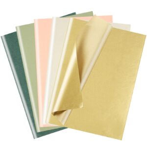 100 sheets 20 * 14 inches green yellow gold rose tissue paper for gift wrapping, assorted color tissue paper for gift bags for wedding valentines greenery themed birthday party craft