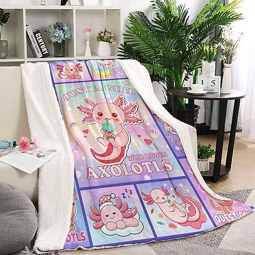 peakman Axolotl Blanket,Axolotl Gifts for Girls Throw Blanket,Gifts for Axolotl Lovers Blanket,Axolotl Lover Gifts for Girls,Warm Soft Cozy Plush Axolotl Blanket for Bed Couch 50"x 60"