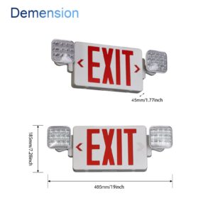 GZRUIYANG Exit Sign with Emergency Lights Red, LED Emergency Exit Light with Battery Backup, UL 924 Certified, AC 120/277V, Commercial Emergency Lights Combo for Business - 2 Pack