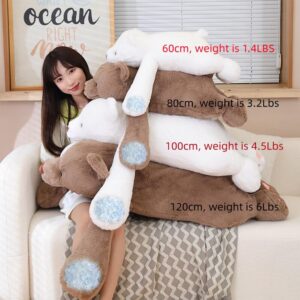 SNOWOLF Giant Weighted Bear Stuffed Animals, 40" White Bear Plush Throw Pillow Super Cute Kawaii Plushie Polar Bear Hugging Toys Gifts for Boys Girls Adults, 100cm, White