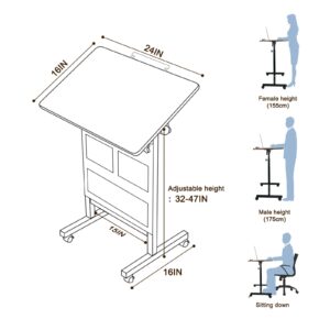 KOUPA Adjustable Height Standing Desk, Writable Tempered Glass Desktop with Eraser, 360° Flip, Wheels and Bag– Ideal for Small Spaces and Home Offices, 24 in, White(Adjustable Height: 32-47 in)