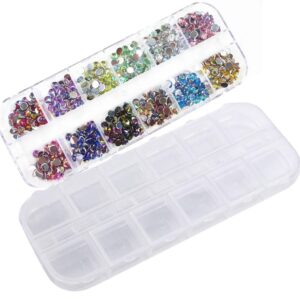 Pokinge 12 Grid Clear Plastic Jewelry Box Organizer 5Pcs Clear Bead Storage Box for Jewelry, Nails, Art DIY, Craft Storage, Glitters Collection