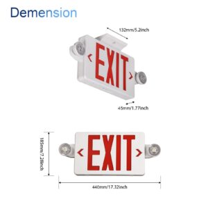 GZRUIYANG Exit Sign with Emergency Lights Red, LED Emergency Exit Light with Battery Backup, UL 924 Certified, AC 120/277V, Commercial Emergency Lights Combo for Business - 1 Pack