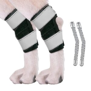 agon® dog rear brace pair hock joint brace with metal strings and reflective wraps compression straps canine back leg protects wounds. heals prevents injuries sprains loss of stability by arthritis