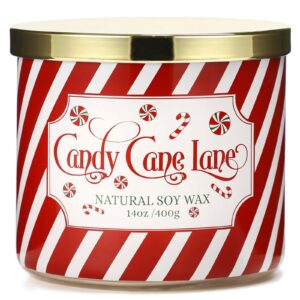 christmas candle, christmas candy candle, christmas candle gifts for women christmas decorations, large 3 wicks scented candle for christmas, 14 oz soy wax candle