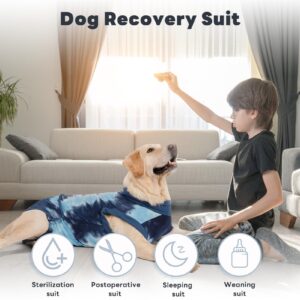 Susici Dog Recovery Suit After Surgery Dog Onesies Cone Surgical Recovery, Dog Pajamas Breathable Soft Stretch Prevent Licking for Abdominal Wound Badage (S)