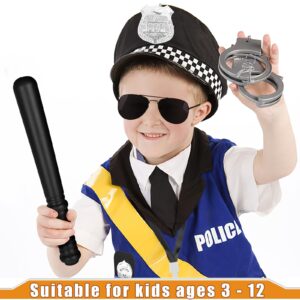 3 otters 9PCS Halloween Police Pretend Play Toy Set, Police Accessories for Kids Include Badge, Handcuffs, Walkie, and More for Dress Up Party, Role-playing